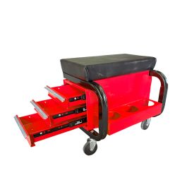 3-Drawer Mechanic Creeper Seat Mobile Work Stool Tool Storage Bottle ...